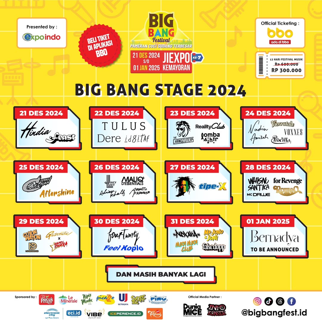 Inilah Line Up dan Rundown Lengkap Big Bang Festival 2024 di JIExpo ...